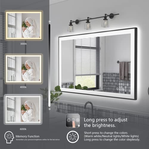CHARMOR 40x24 LED Bathroom Mirror with Lights, Dimmable Framed Bathroom Vanity Mirror, Backlit and Front Lighted, Anti-Fog (Horizontal/Vertical)