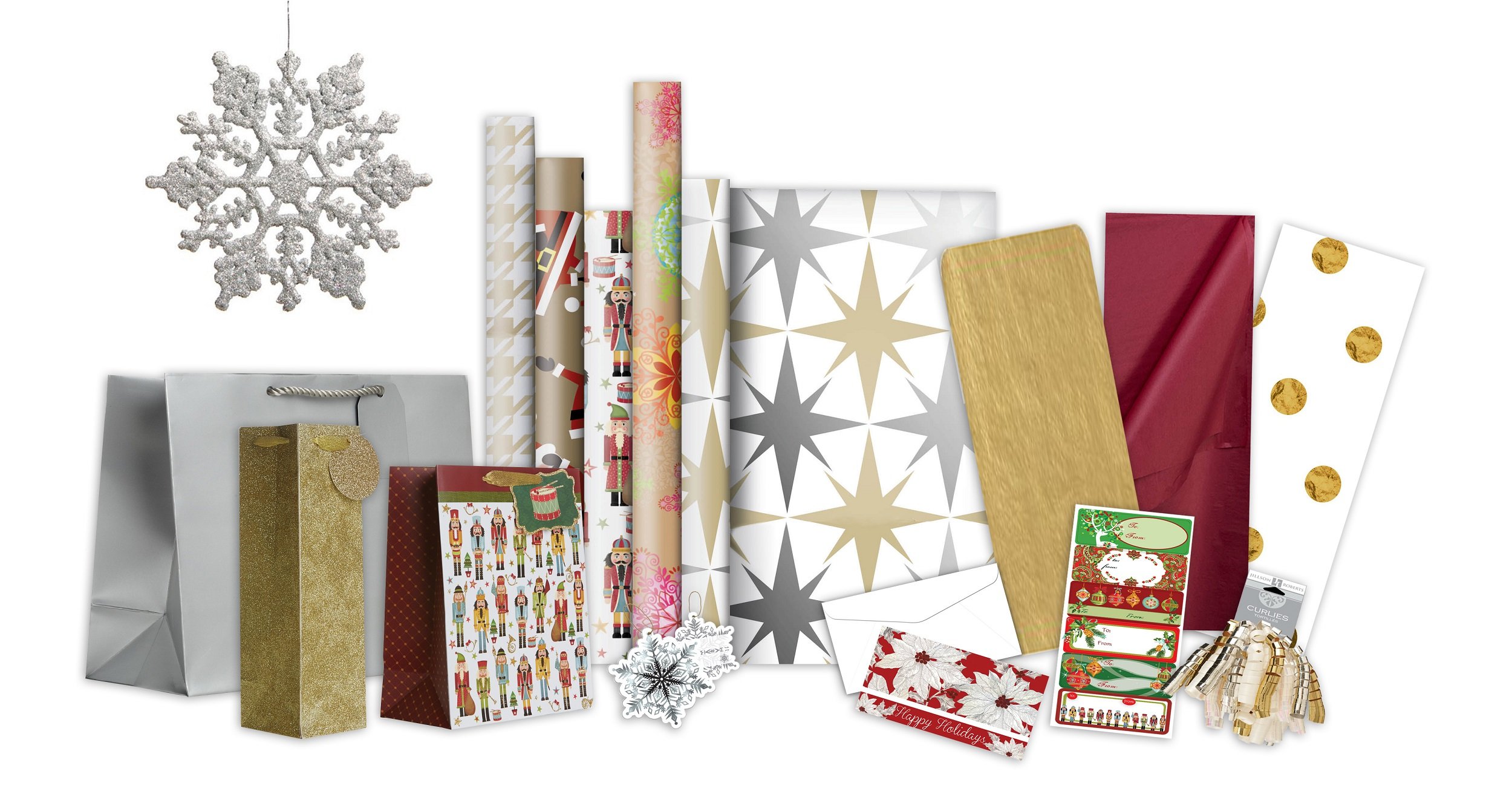 Jillson Roberts 6-Count Large 12.5" x 10" x 5" Gift Bags Available in 12 Solid Colors, Silver Matte
