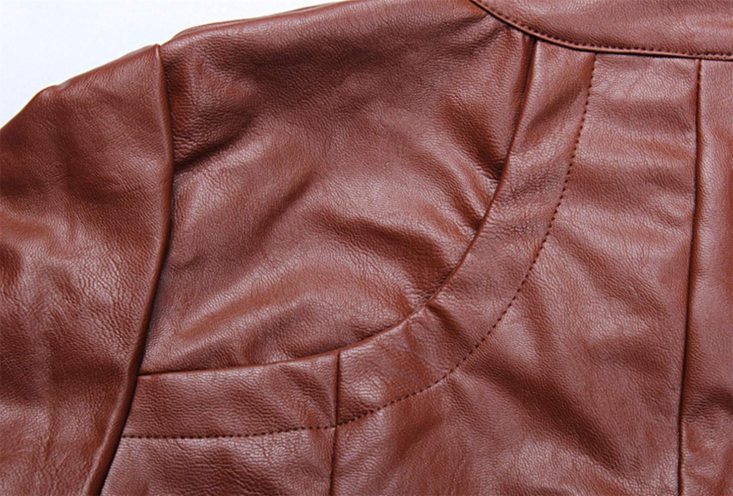 ELUCKFACE Boys Trendy Stand Collar PU Leather Moto Jacket Leather Coat Brown 9-10Years