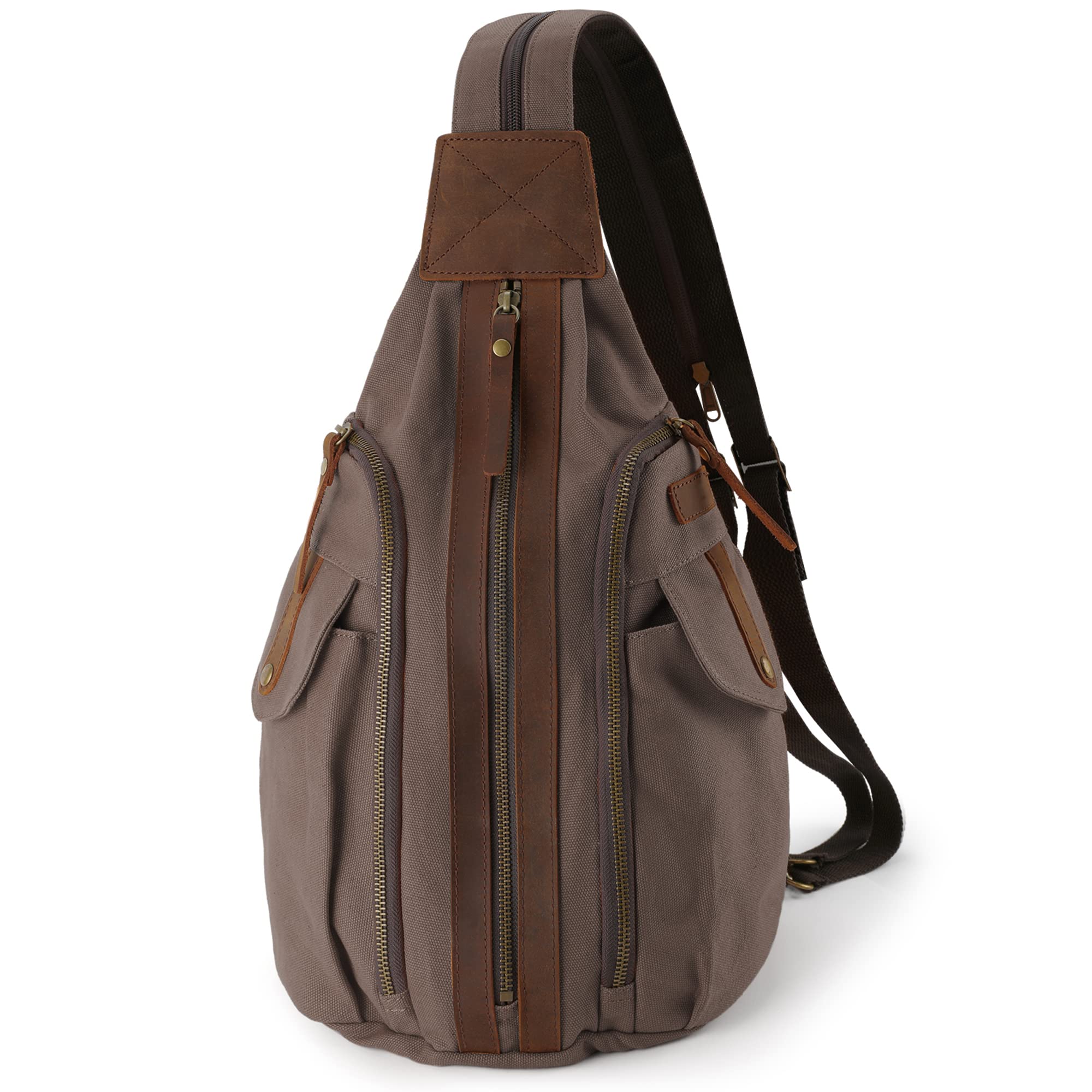 Jannloe Canvas Sling Backpack Casual Crossbody Pack for Women Men Shoulder Rucksack Daypack