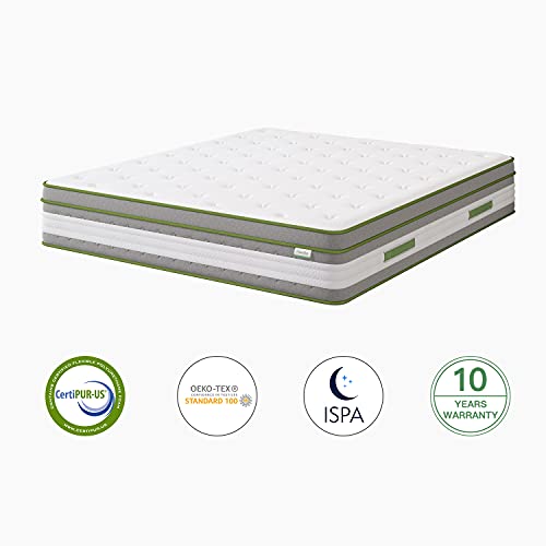 Novilla King Size Mattress, 12 Inch Hybrid Pillow Top King Mattress in a Box with Gel Memory Foam & Individually Wrapped Pocket Coils Innerspring for a Cool & Peaceful Sleep