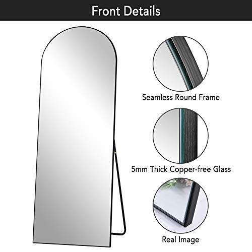 PexFix Full Length Mirror Sleek Arched-Top Standing Mirror Floor Mirror, Wall Mirror Standing, Leaning Hanging for Home, 65"x22", Black