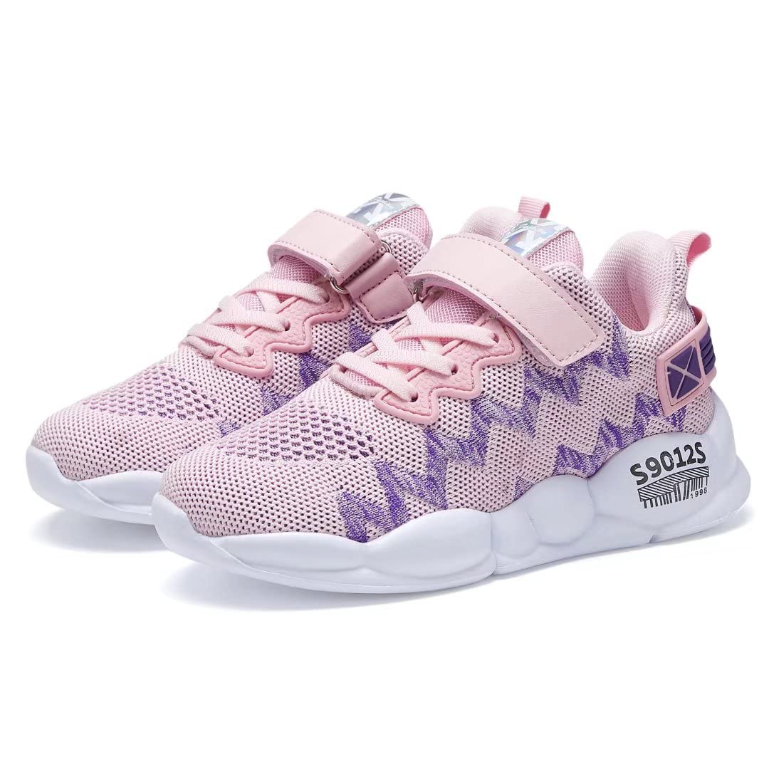 YAVY Pink Kids Breathable Sneakers Mesh Lightweight Easy Walk Casual Sport Strap Athletic Running Shoes for Little Kid Size 2
