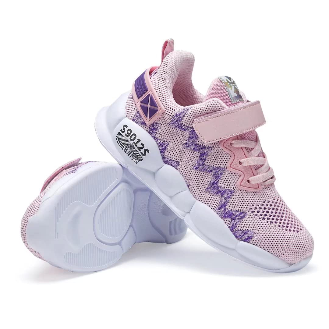 YAVY Pink Kids Breathable Sneakers Mesh Lightweight Easy Walk Casual Sport Strap Athletic Running Shoes for Little Kid Size 2