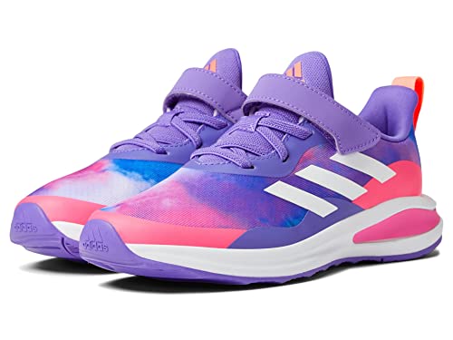 adidas Fortarun Running Shoe, Purple Rush/White/Acid Red (Elastic), 2 US Unisex Little Kid