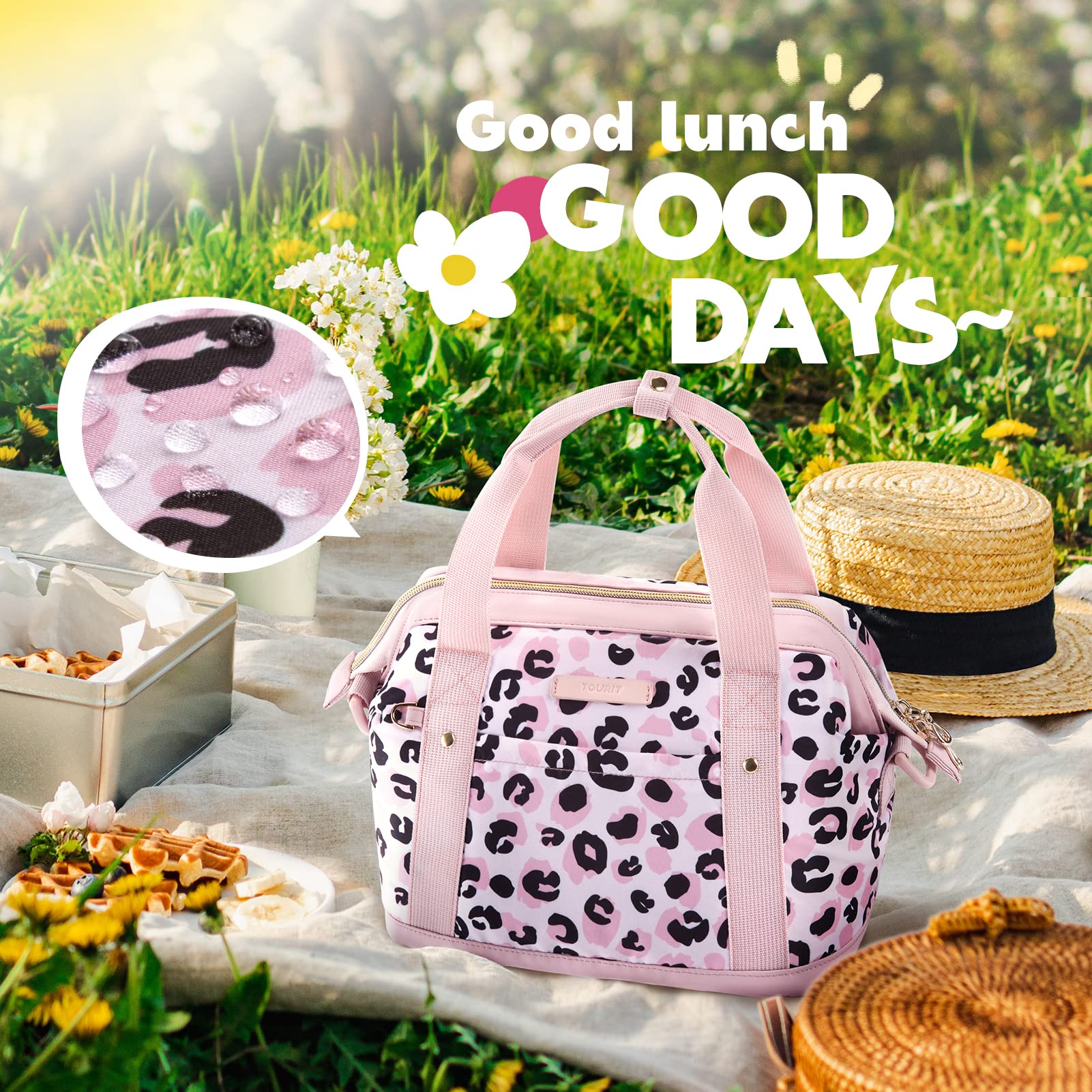 TOURIT Lunch Bag Women Insulated Lunch Box Durable Lunch Tote Bag Lunch Cooler Bag for Women Work, School, Picnic, Pink