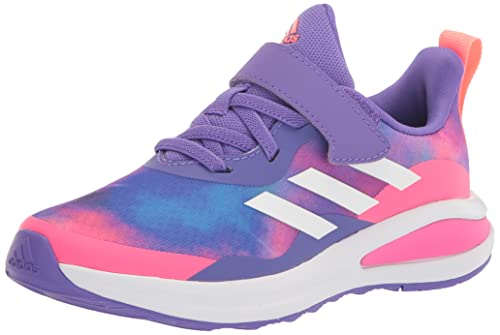adidas Fortarun Running Shoe, Purple Rush/White/Acid Red (Elastic), 2 US Unisex Little Kid