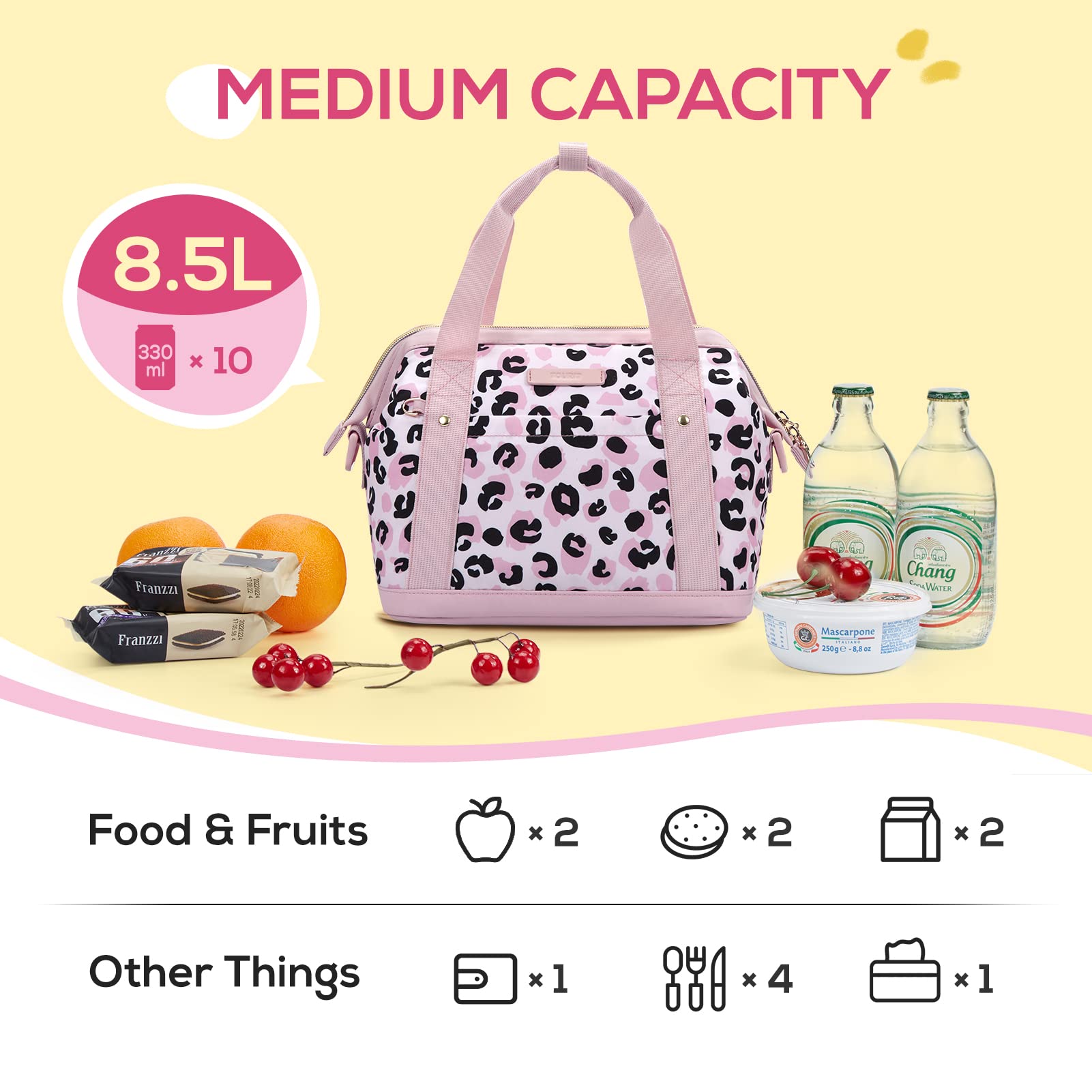 TOURIT Lunch Bag Women Insulated Lunch Box Durable Lunch Tote Bag Lunch Cooler Bag for Women Work, School, Picnic, Pink