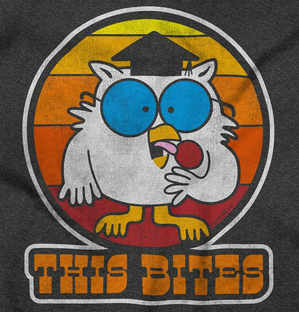 This Bites Funny Mr Owl Tootsie Pop Graphic T Shirt Men or Women Dark Heather