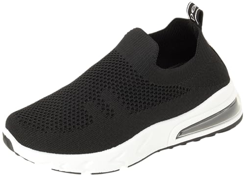 bebe Girls' Shoes - Lightweight Slip On Casual Running Shoes - Breathable Knit Fashion Sneakers (11-4 Little Kid/Big Kid), Size 2 Little Kid, Black