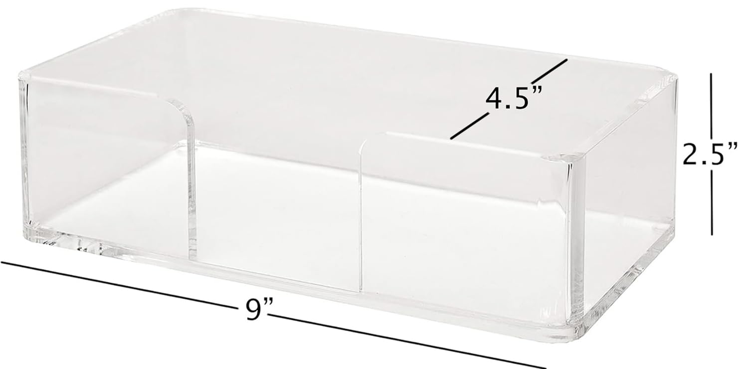 Guest Towel Holder Tray Bathroom Paper Hand Towels Caddy Basket Acrylic Holder Bathroom Accessories Clear Bathroom Storage and Organization or Dinner Napkin Holders 4.5" x 9" x 2.5 Made in USA