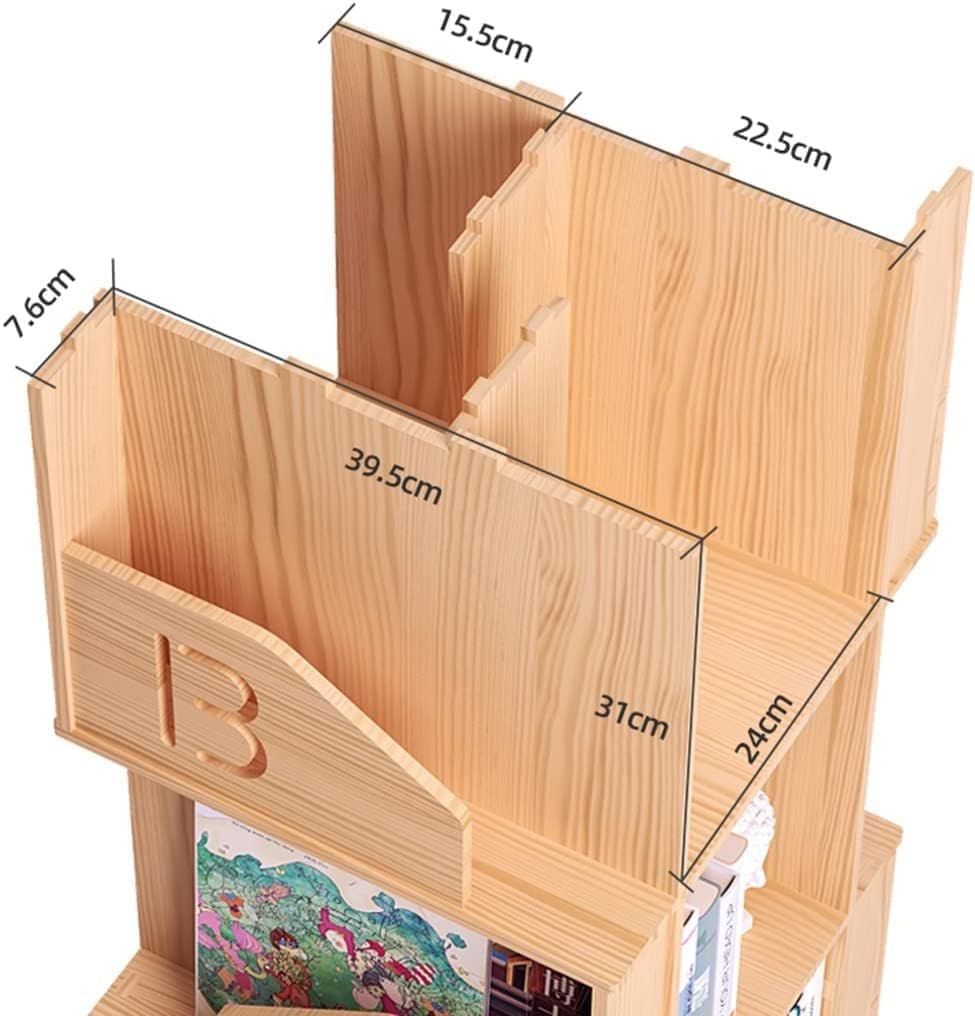 4-tier/5-tier/6-tier Bookshelf 360° Rotating Bookshelf Solid Wood Floor Bookshelves Square Rack Bookcase Modern Bookcase