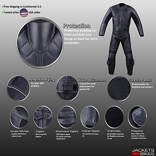 Jackets 4 Bikes New Men's 2PC Motorcycle Leather Racing HUMP 2 PC Two Piece Armor Suit