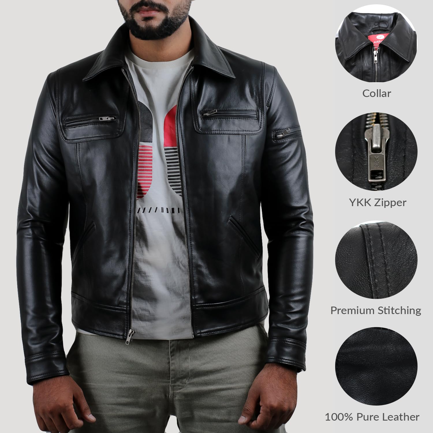 Laverapelle Men's Genuine Lambskin Leather Jacket (Black, Medium, Polyester Lining) - 1501200