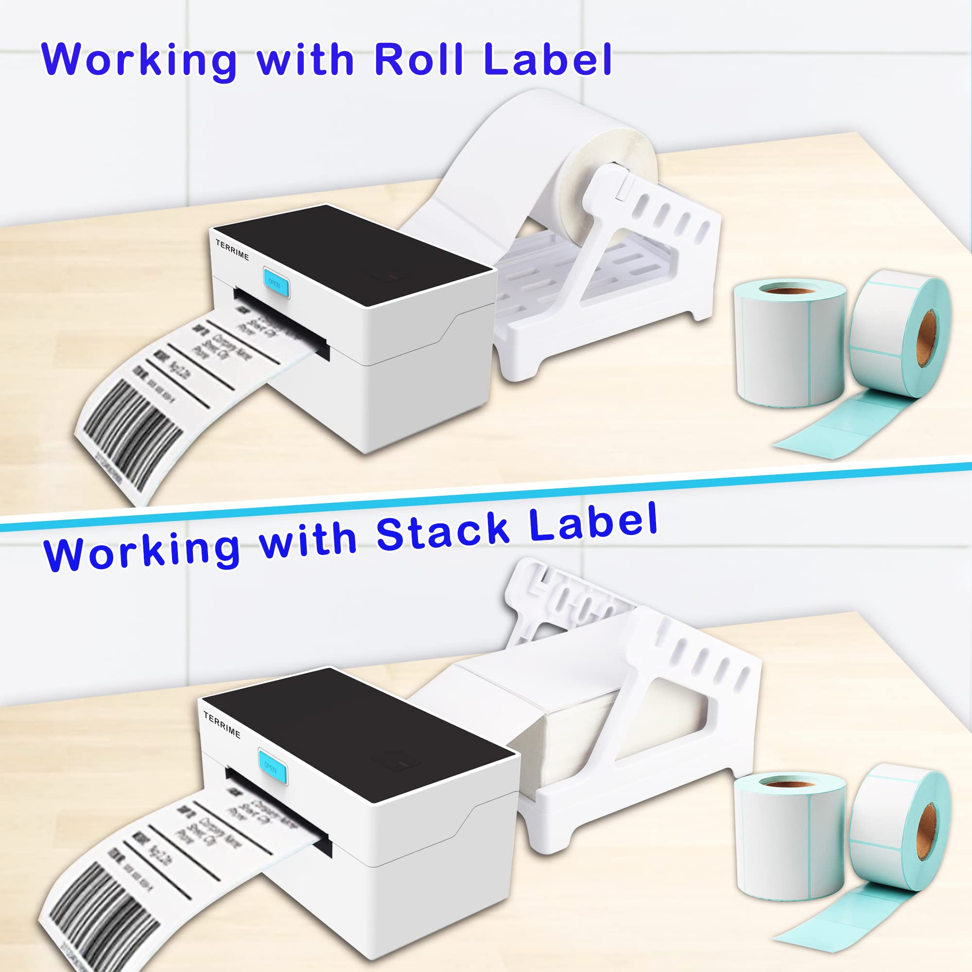 TERRIME Thermal Shipping Label Printer, Wireless Bluetooth Thermal Printer for 4x6 Shipping Label Barcode, Compatible with Android & iPhone/Windows/Mac OS, Support UPS FedEx Shopify Ebay Amazon Etsy