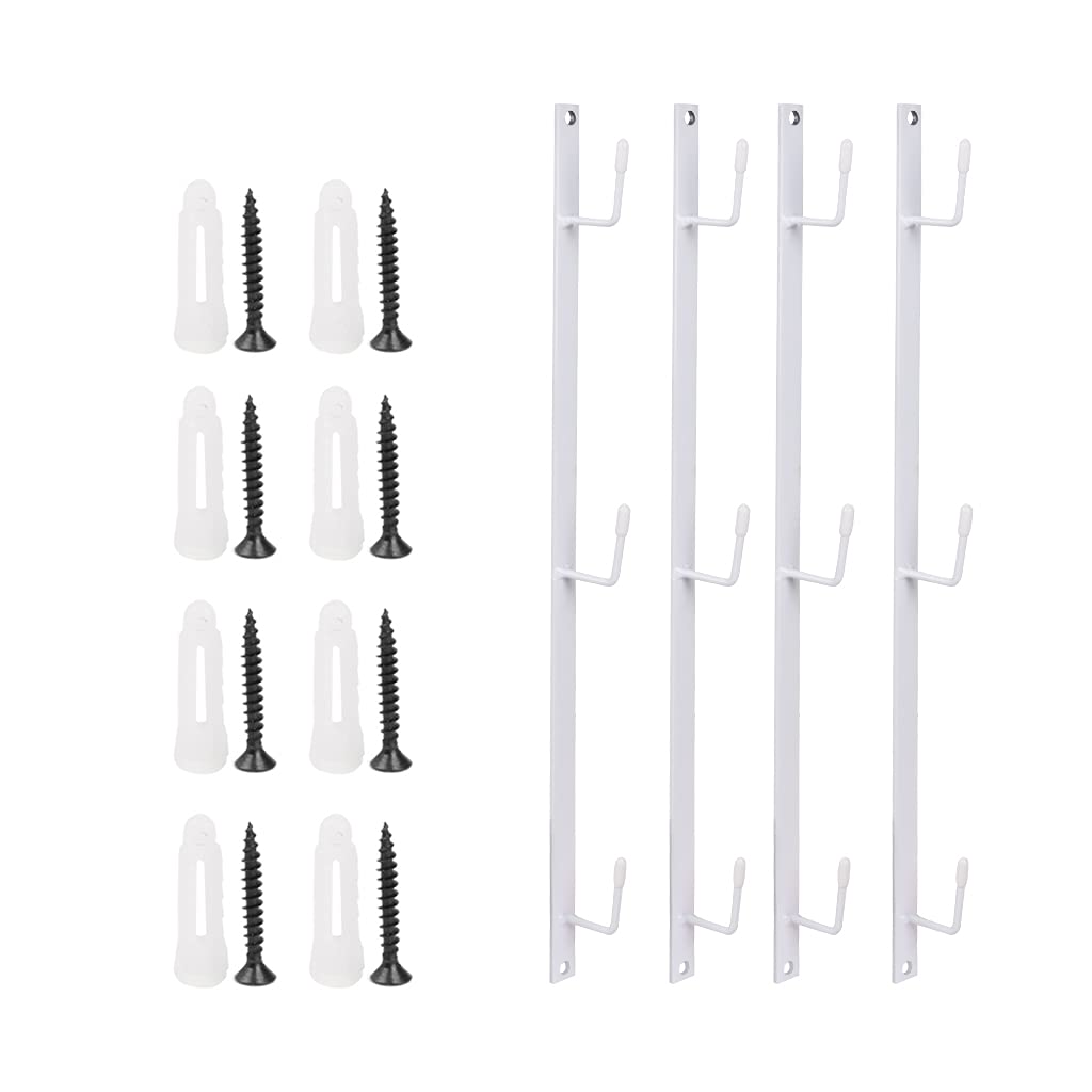 Tonxus 4 Sets Metal Coffee Mug Rack - Vertical Narrow Wall Mounted Large Cup Holder Kitchen Storage Display Organizer Hooks for Coffee Mugs,Tea Cups (WHITE)