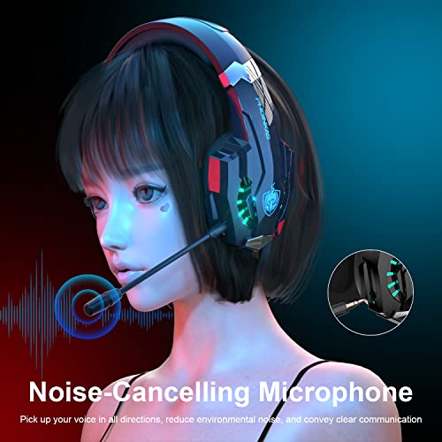 PHOINIKAS Wireless Gaming Headset for PS4 PS5 PC Ninten Switch, G9000 5.8G Wireless Over Ear Headphones with Noise Cancelling Detachable Mic, 7.1 Stereo Sound, 3.5mm Audio Cable, Bluetooth for Phone