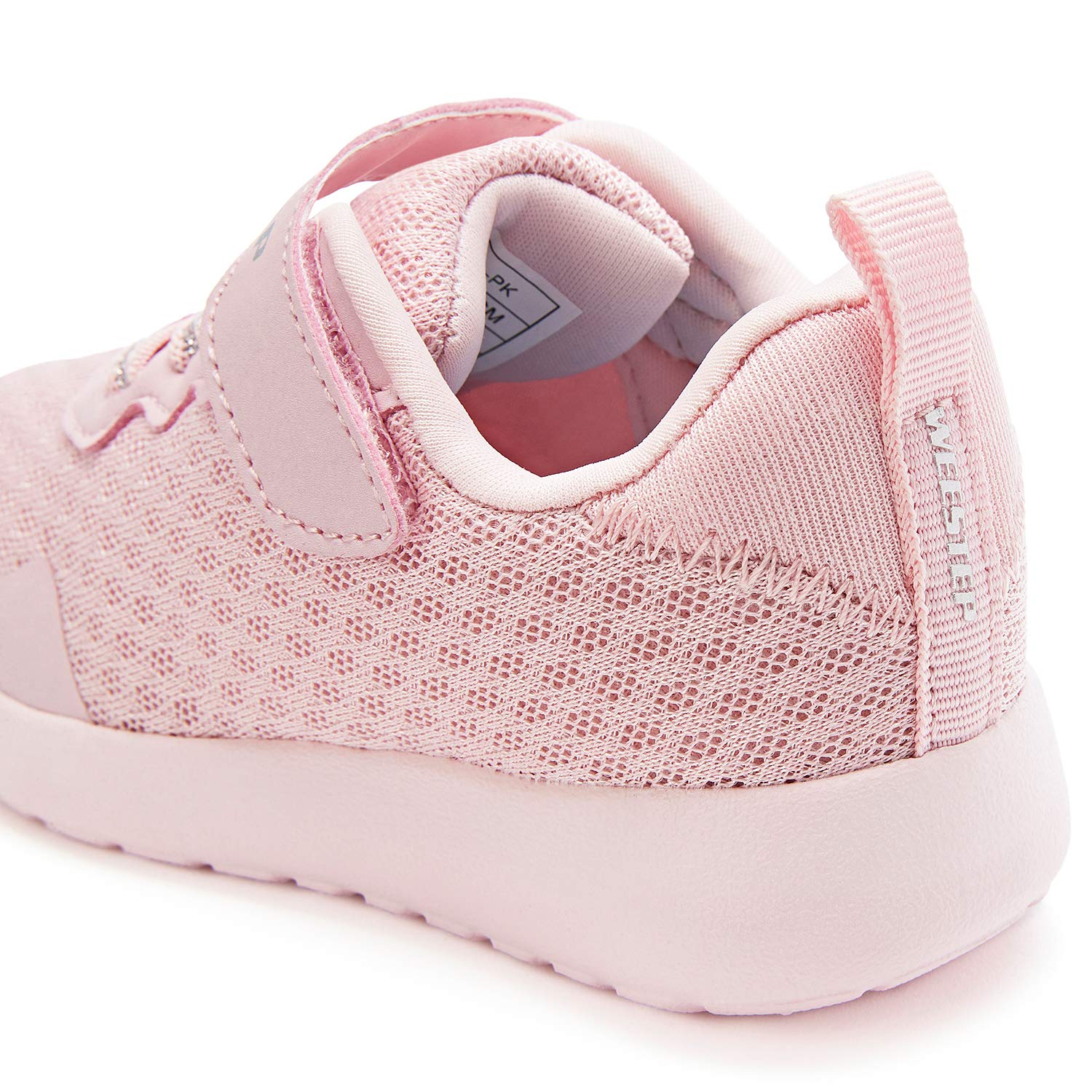 Weestep Little Kid Boys and Girls Lightweight Hook and Loop Running Sneaker, Pink, 2 Little Kid
