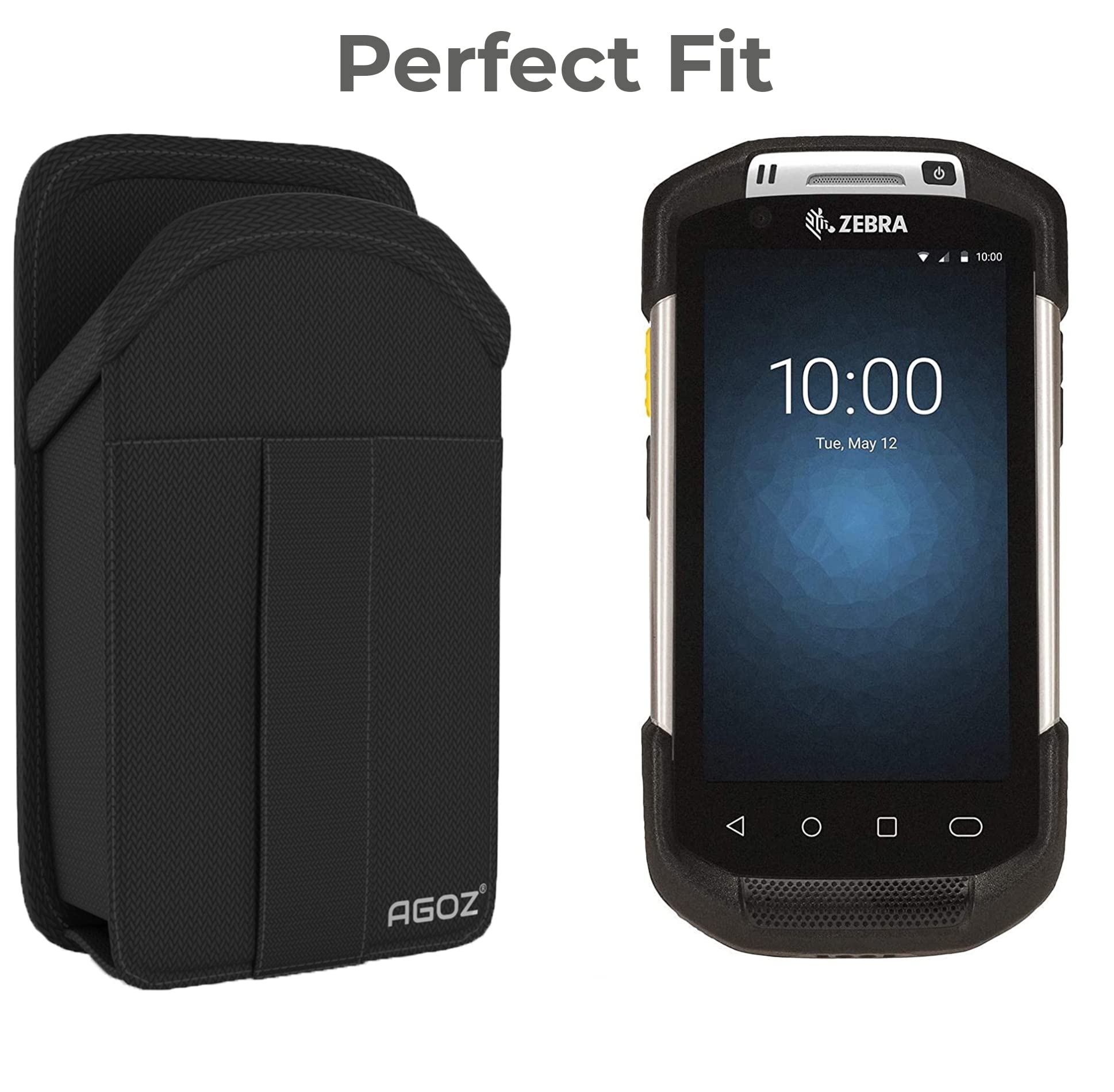 Zebra TC77 TC70 Scanner Holster, Agoz Rugged Carrying Case Pouch for Zebra TC75x, TC75, TC70x, TC70, TC72, TC77, M60, MC67 Handheld Barcode Touch Mobile Computer, Holder with Metal Clip & Belt Loops