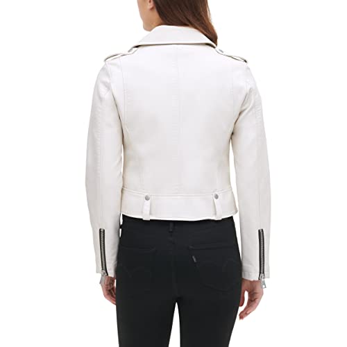Levi's Women's Faux Leather Contemporary Asymmetrical Motorcycle Jacket, Oyster, X-Small