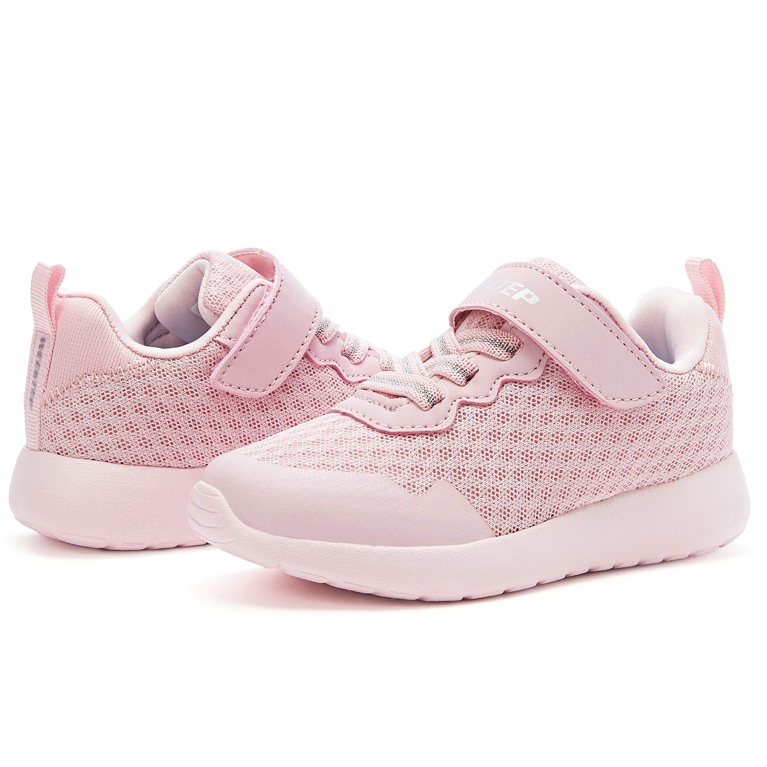 Weestep Little Kid Boys and Girls Lightweight Hook and Loop Running Sneaker, Pink, 2 Little Kid