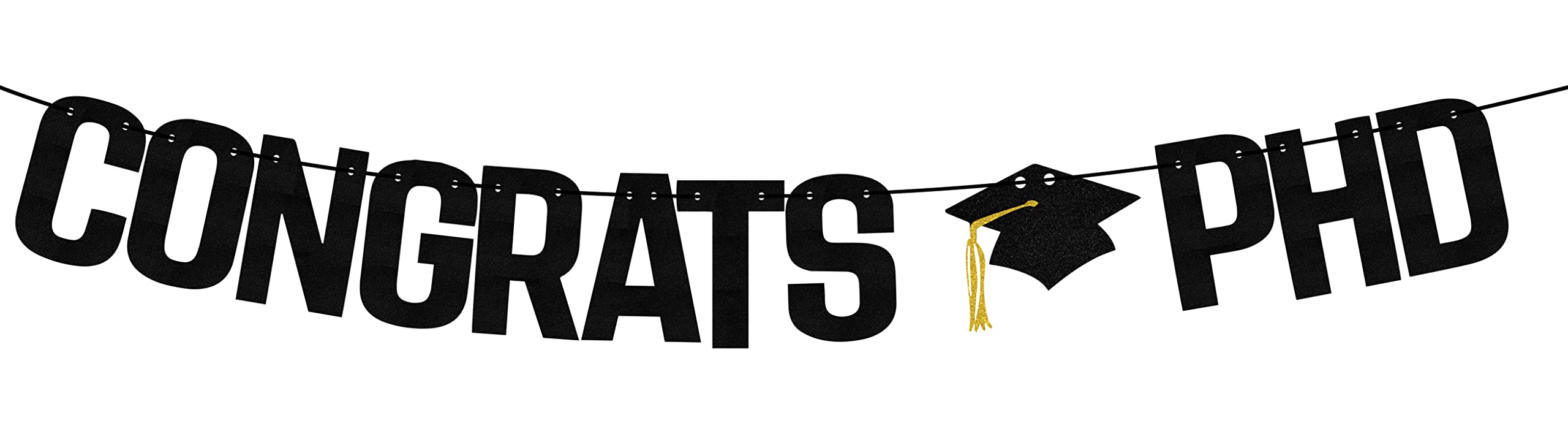 Congrats PHD Banner Black Gold Glitter, PHD Graduation Banner, Congrats Doctor Banner, Senior Class of 2022 Banner, You Phdid It Banner, Congrats PHD Graduation Party Decorations