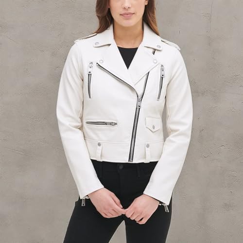 Levi's Women's Faux Leather Contemporary Asymmetrical Motorcycle Jacket, Oyster, X-Small