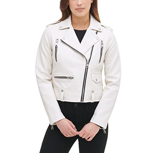 Levi's Women's Faux Leather Contemporary Asymmetrical Motorcycle Jacket, Oyster, X-Small