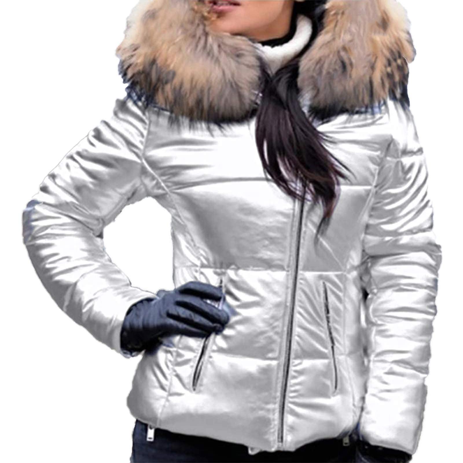 Women's New Short Casual Loose Fuzzy Collar Cotton Jacket with Hair Hood Faux Leather Coats Jackets Women Black