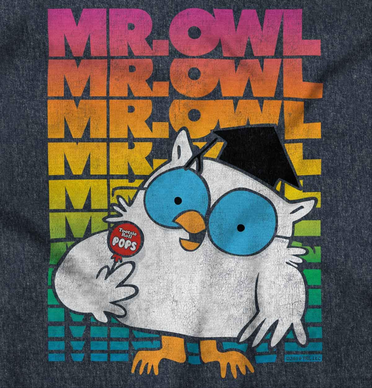 Mr Owl Vintage Retro Tootsie Pops Graphic T Shirt Men or Women Heather Navy