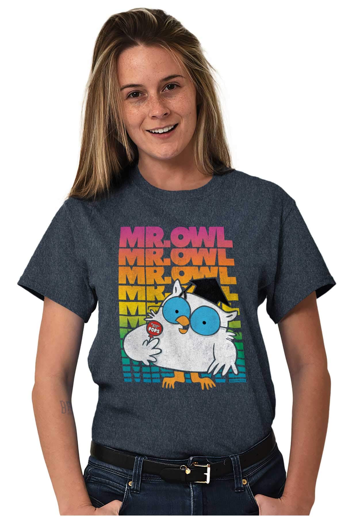 Mr Owl Vintage Retro Tootsie Pops Graphic T Shirt Men or Women Heather Navy