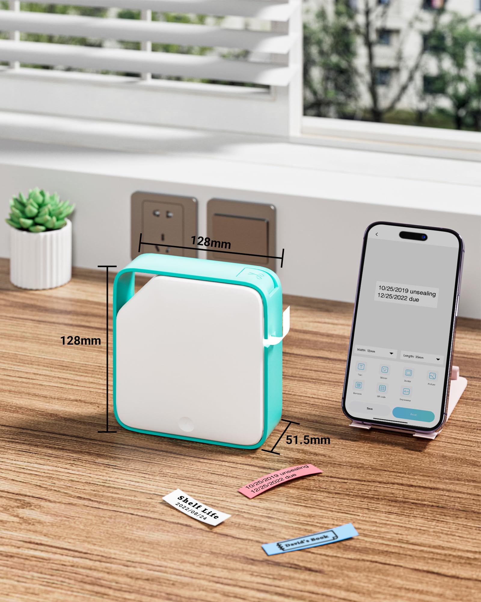 Vixic Label Maker Machine with Tape D1600 Label Maker Bluetooth Label Printer Sticker Maker for Phone Labeler Machine with Multiple Templates for Home, Office, School, Storage, Kitchen, Gift Labeling