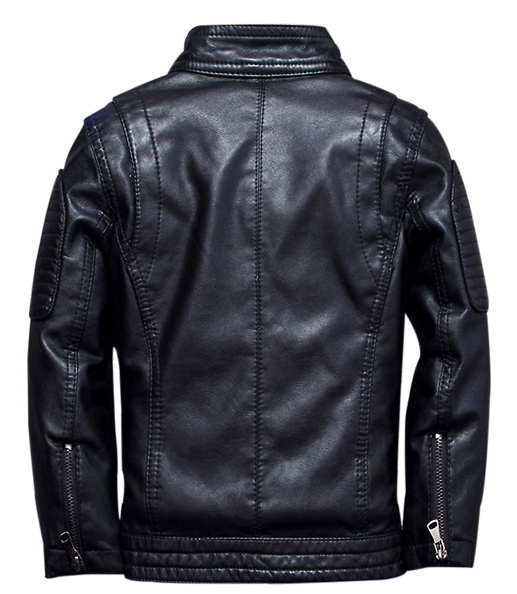 TLAENSON Boys Black Leather Jacket Studded Motorcycle Faux Leather Coat 4-5 Year Size 110