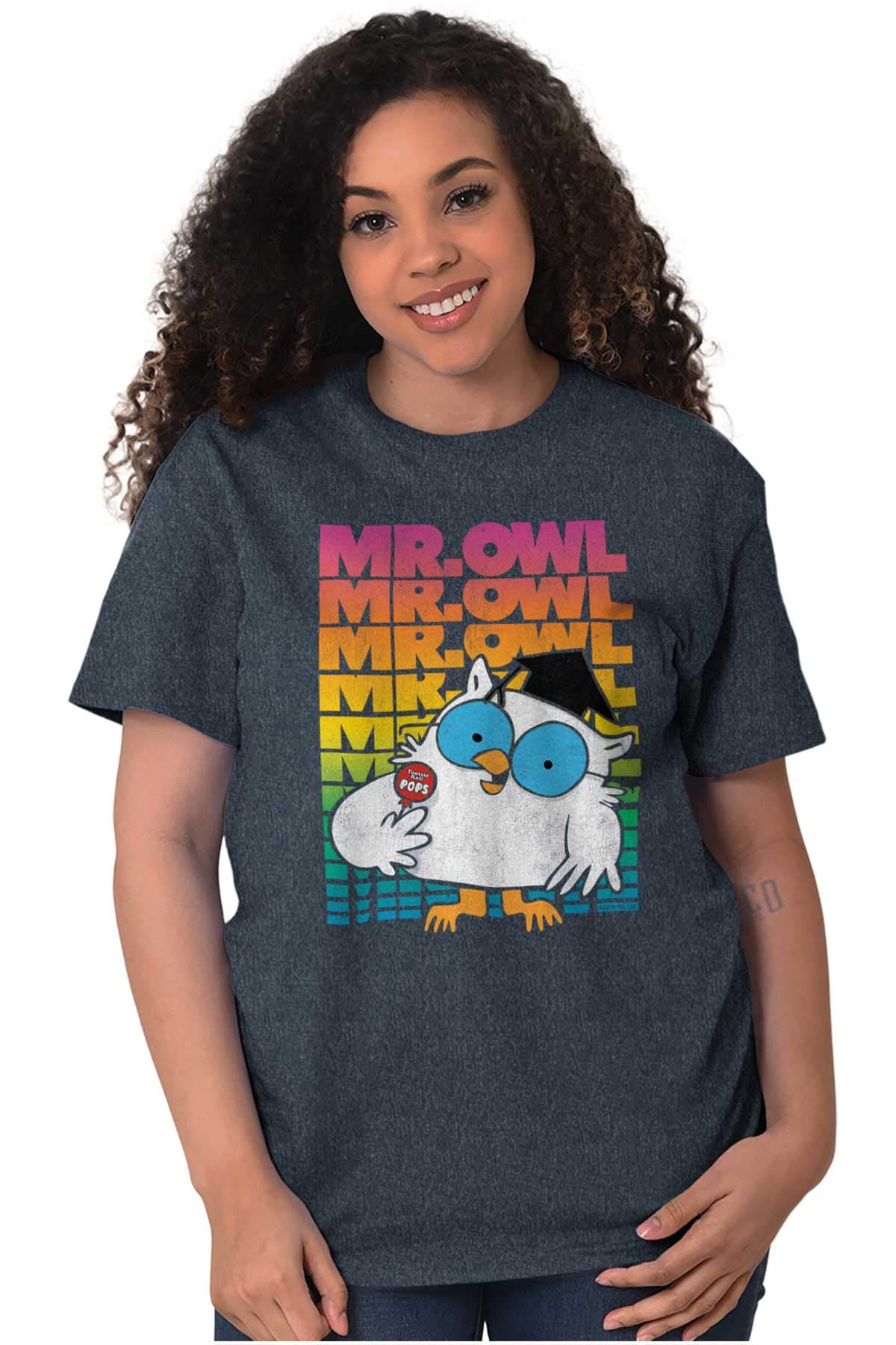 Mr Owl Vintage Retro Tootsie Pops Graphic T Shirt Men or Women Heather Navy