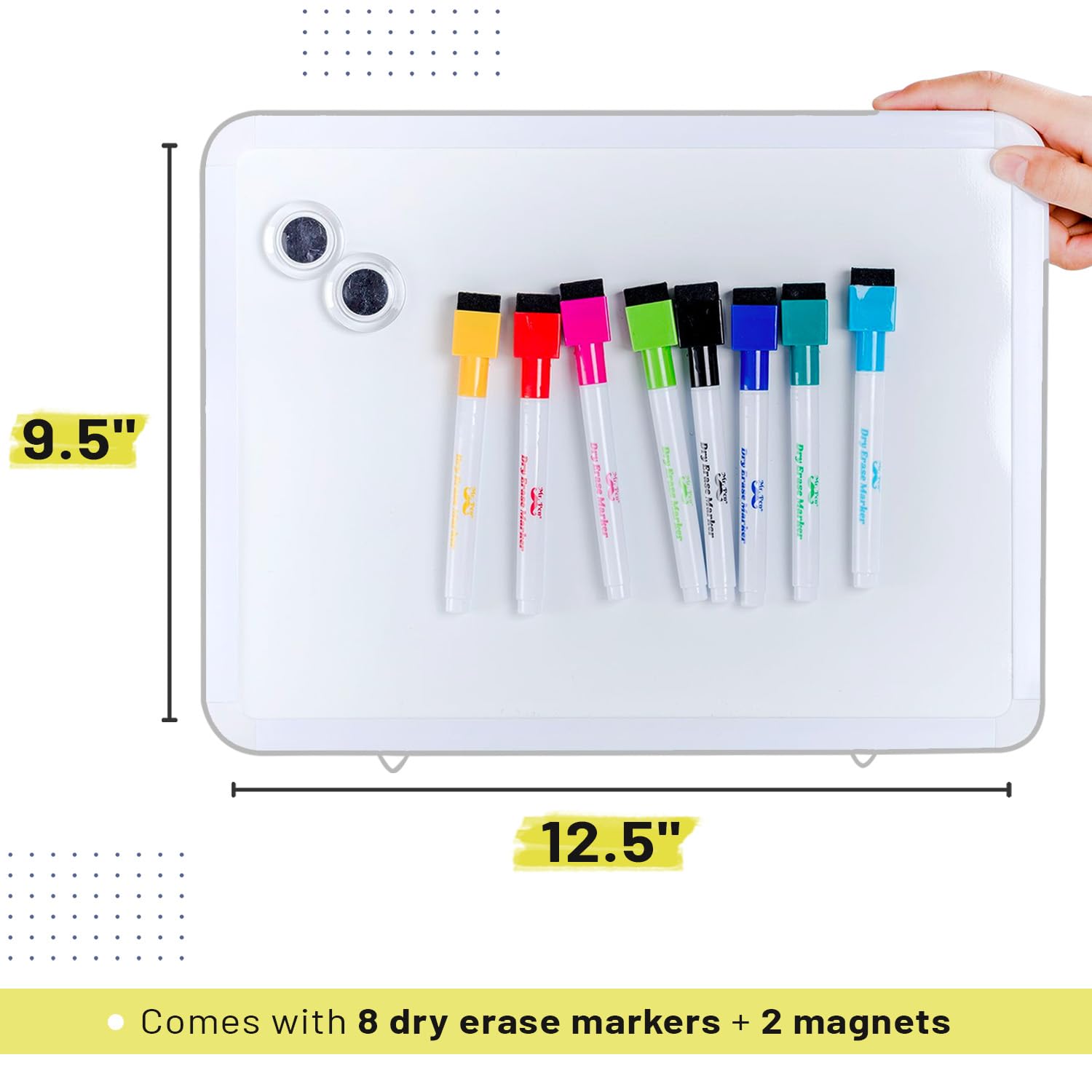 Mr. Pen- Dry Erase Whiteboard, 12.5" X 9.5", Small White Board, Dry Erase Board, Whiteboard with 8 Dry Erase Markers, Small Dry Erase Board, Whiteboard, White Board Dry Erase, Magnetic Dry Erase Board