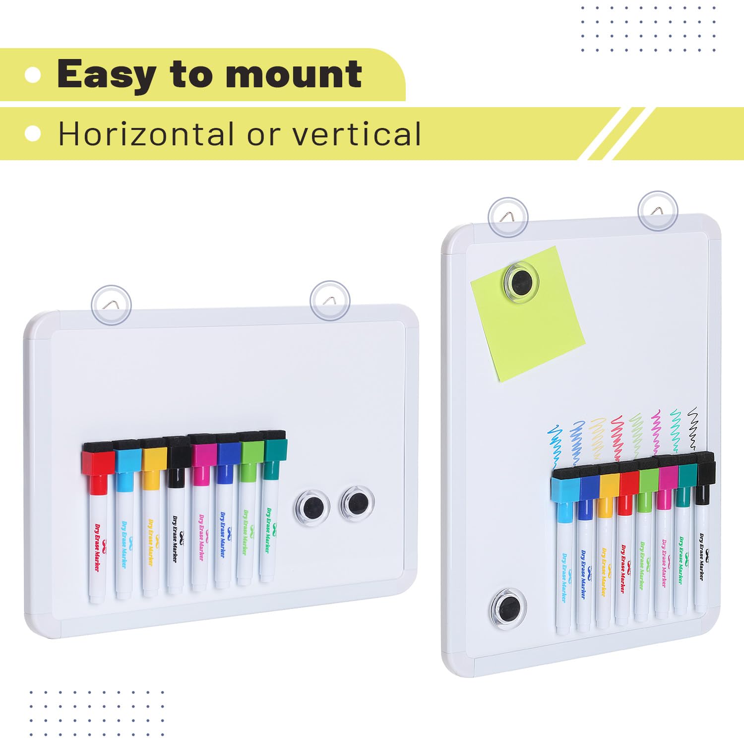 Mr. Pen- Dry Erase Whiteboard, 12.5" X 9.5", Small White Board, Dry Erase Board, Whiteboard with 8 Dry Erase Markers, Small Dry Erase Board, Whiteboard, White Board Dry Erase, Magnetic Dry Erase Board