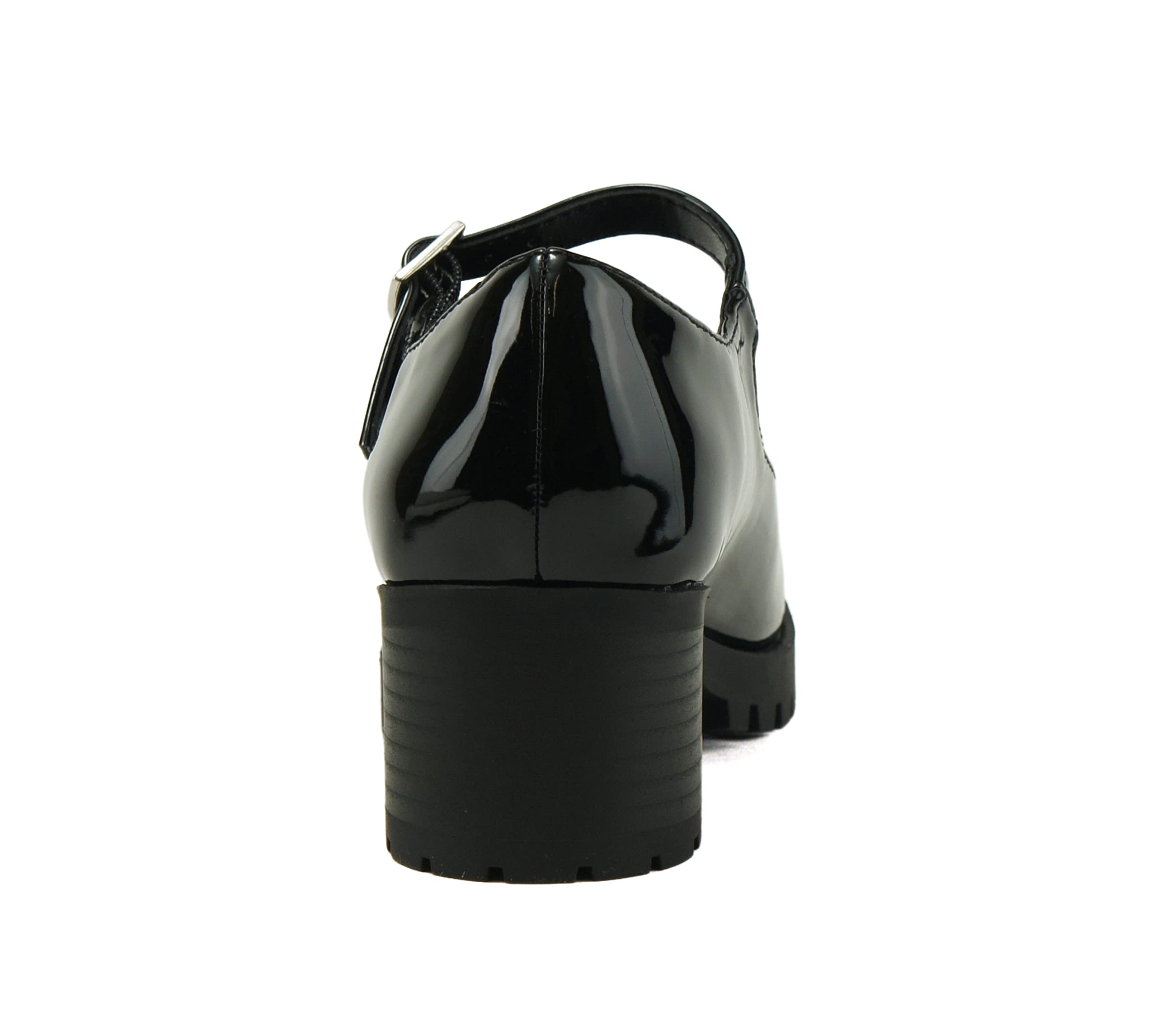Soda Boxer-2 Kids/Children/Girls Fashion Mary Jane Style Rounded Chunky Block Lug Sole Heel with Adjustable Strap (Black Patent, us_Footwear_Size_System, Little_Kid, Medium, Numeric_2)