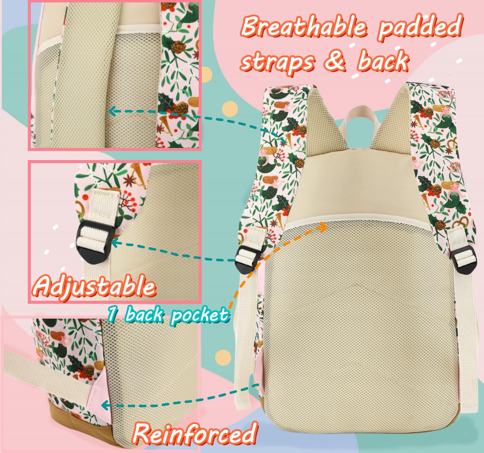 Leaper Floral School Backpack College Bookbag Shoulder Bag Satchel Daypack Pink