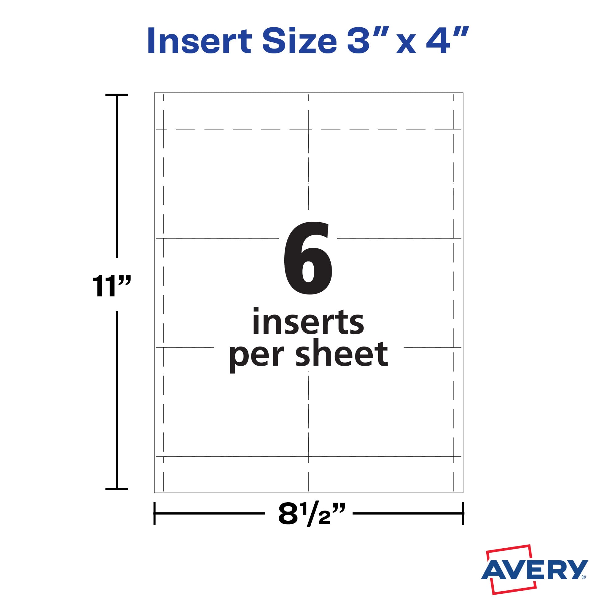 Avery Name Badge Inserts, Print or Write, 3 x 4 Inch, 300 Card Stock Refills (5392), White