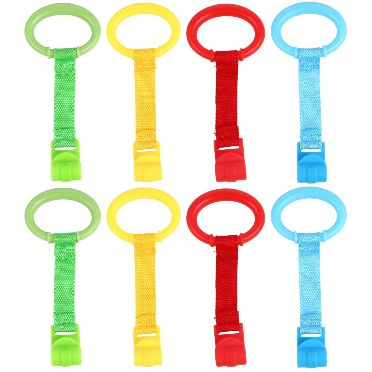 Kisangel 8pcs Baby Crib Pull Ring Stand Up Walker Tool Ring Training Ring Cot Hanging Rings Walking Assistant for Infant Baby Toddler