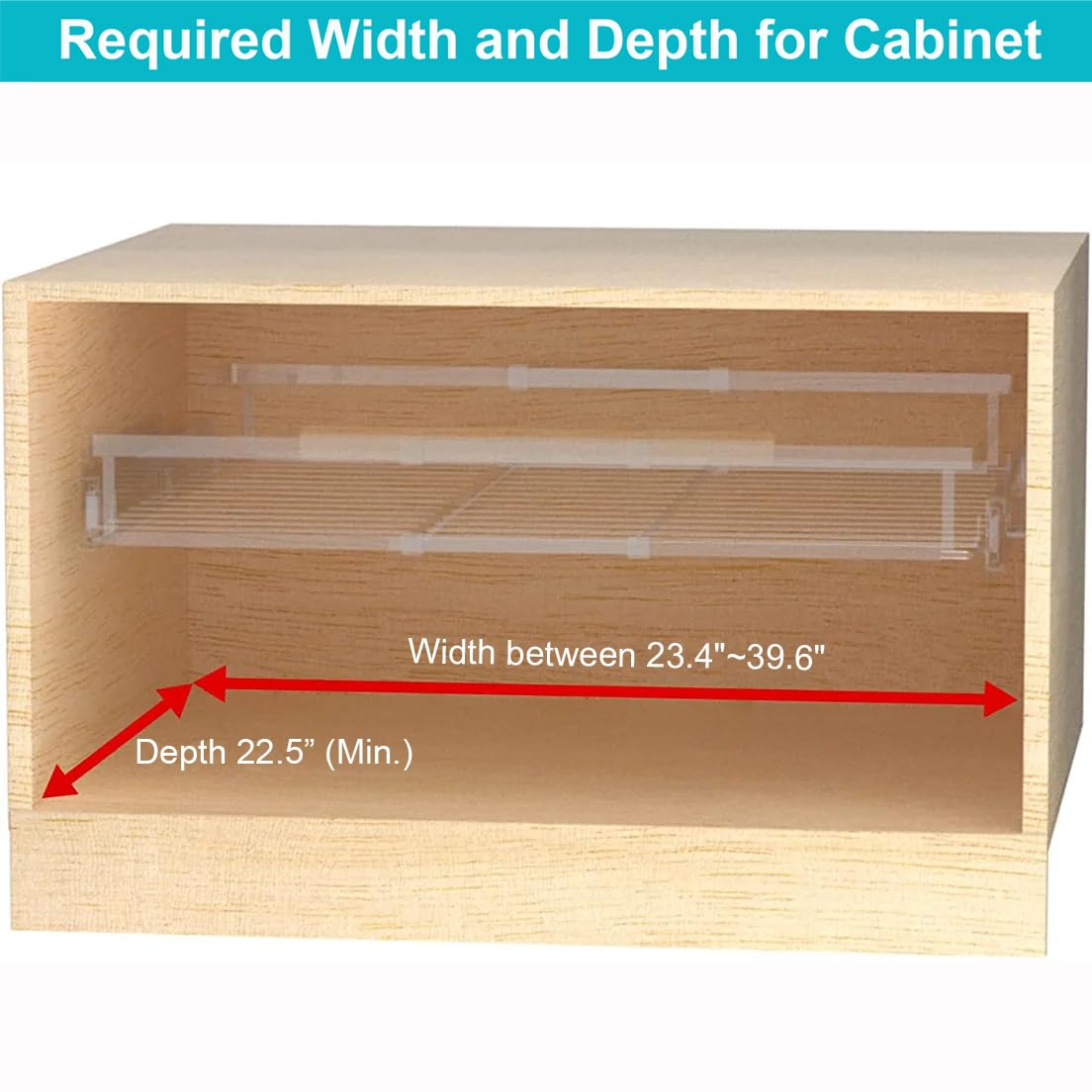 iPEGTOP Pull Out Cabinet Drawer Shelf Organizer, Extendable Sliding Slide Out Pantry Shelves Storage Heavy Duty for Kitchen Bathroom, Adjustable Width 23.1~39.9" W x 22.4" D