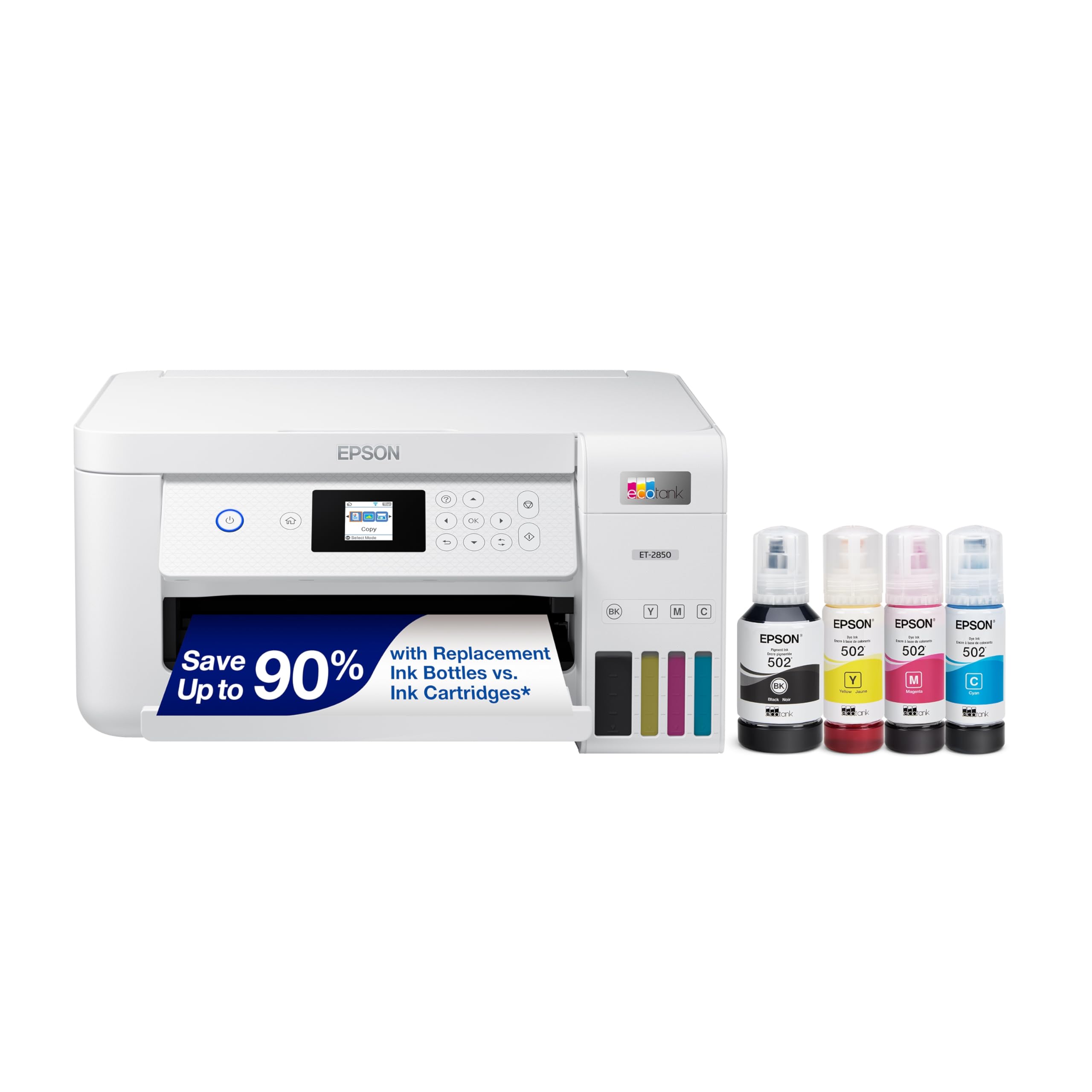 Epson EcoTank Wireless Color All-in-One ET-2850 Inkjet Printer for Family
