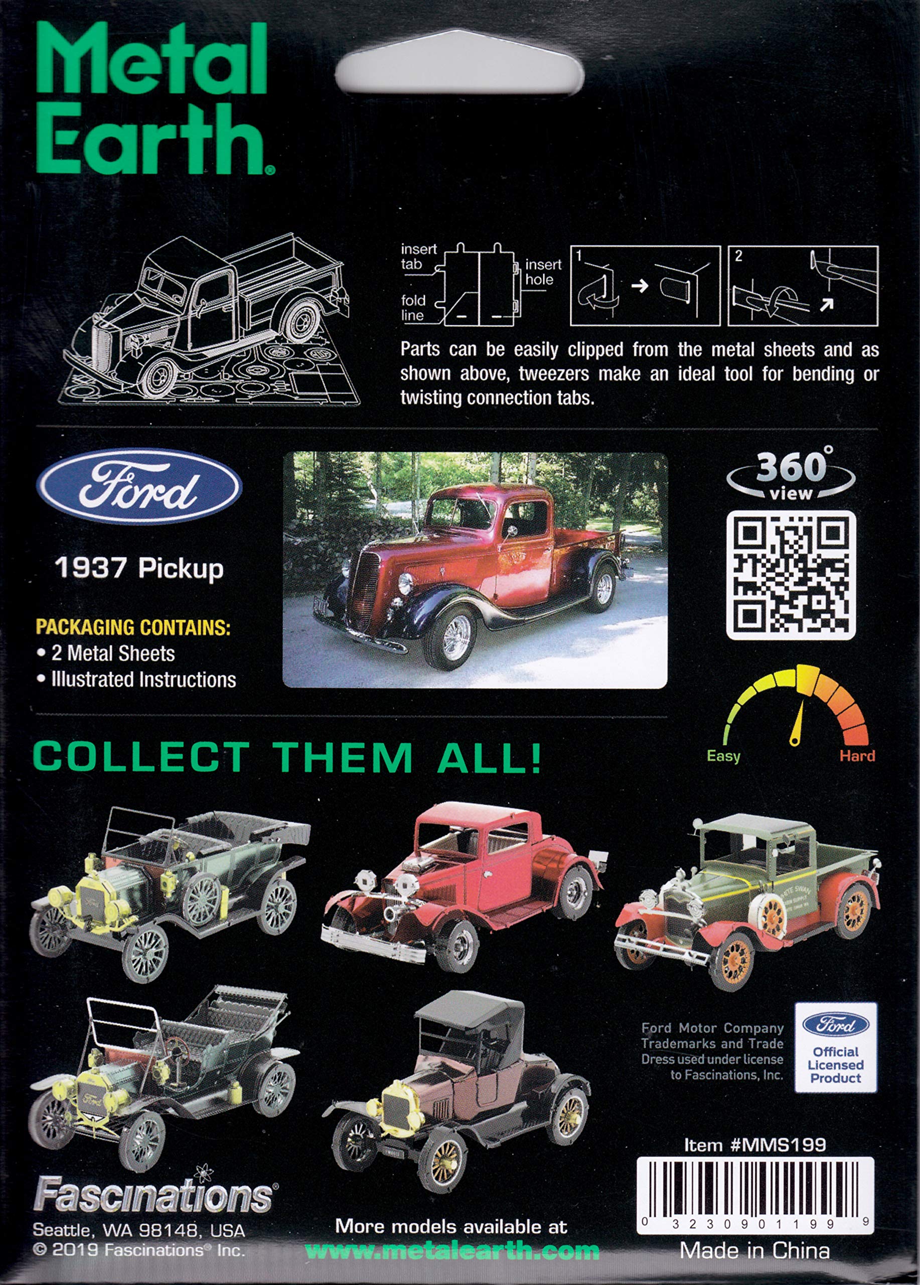 Metal Earth 1937 Ford Pickup 3D Metal Model Kit Fascinations