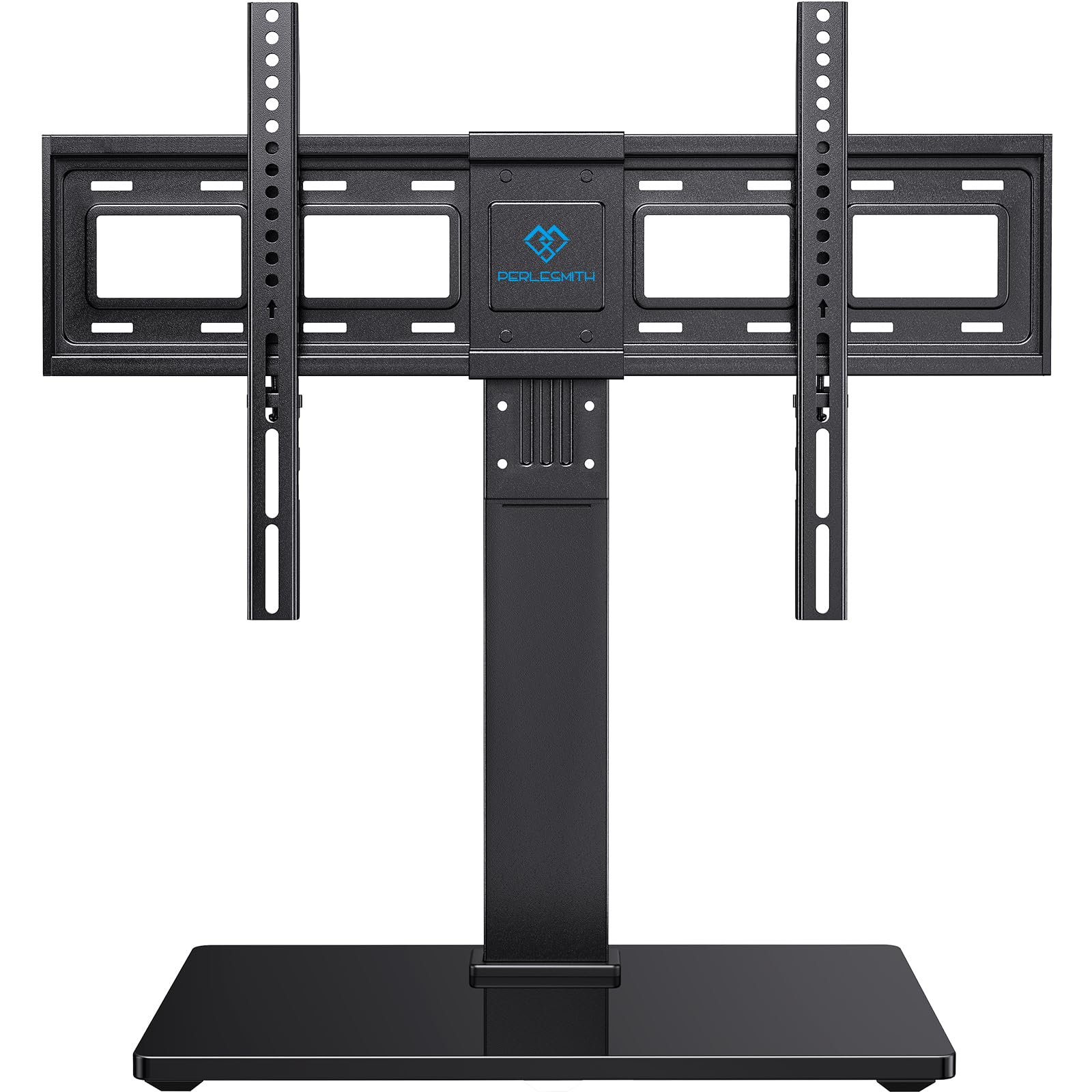 PERLESMITH Universal Swivel TV Stand Base, Table Top TV Stand for 37 to 65, 70 inch LCD LED TVs, Height Adjustable TV Mount Stand with Tempered Glass Base, VESA 600x400mm, Holds up to 88lbs, PSTVS13