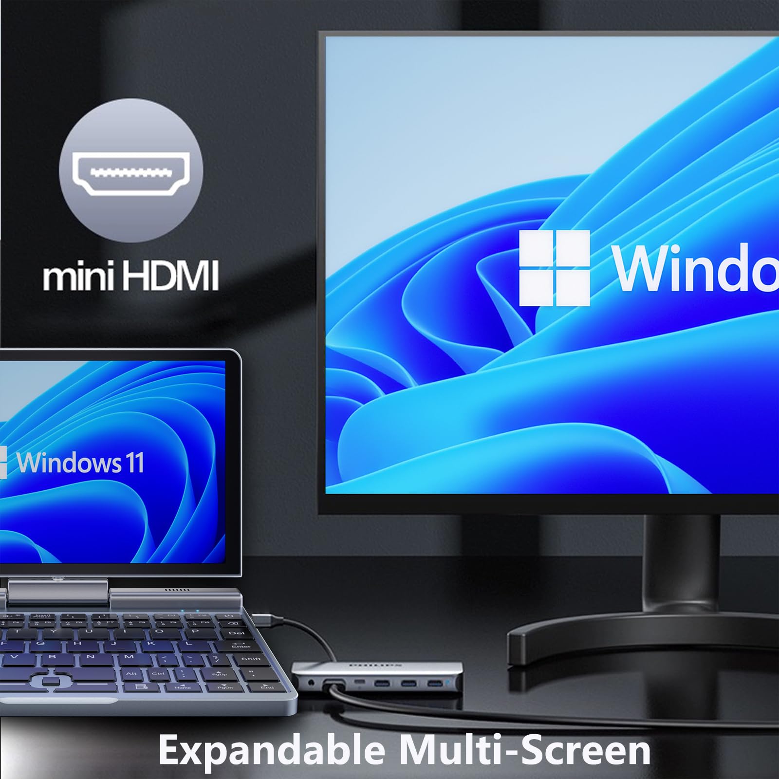 Mini Laptop 8 inch HD Touchscreen Portable 2 in 1 Computer, Windows 11 Pro Small Gaming Laptop,Intel N100 12 GB LPDDR5 1 TB M.2 SSD,WiFi 6,BT5.2 2 MP Camera,G-Sensor,HDMI,Type C