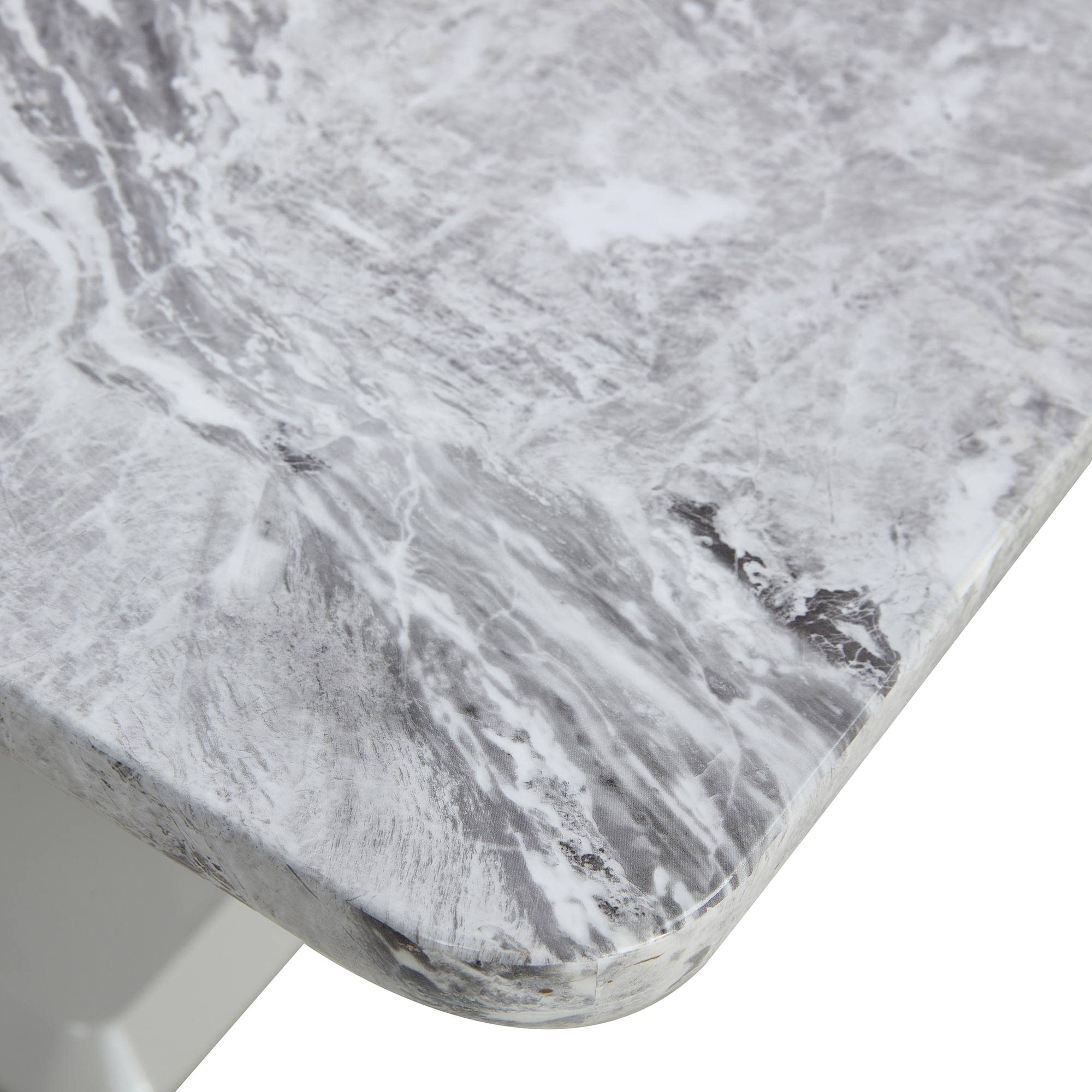 63" Luxurious White Imitation Marble Dining Table, Modern Rectangular Dining Table with Faux Marble Top and U-Shape MDF Base, Office Computer Table for Kitchen Living Dining Room(No Chairs)