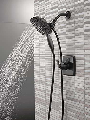 Delta Faucet Ashlyn 17 Series Dual-Handle Delta Shower Trim Kit with In2ition 2-in-1 Shower Head with Handheld Spray, Matte Black Shower Fixture, Matte Black T17264-BL-I (Valve Not Included)