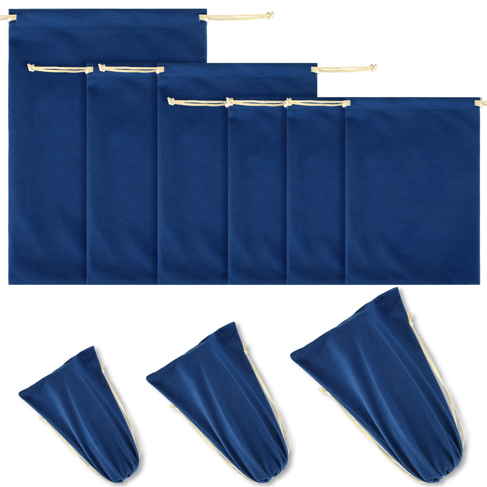6 Pcs 3 Sizes Adult Toy Storage Drawstring Storage Bags Microfiber Toy Bag Organizer Stuff Pouch Sack Drawstring Gift Bags for Jewelry Women Men Travel Camping Valentines Birthday Gifts, Dark Blue