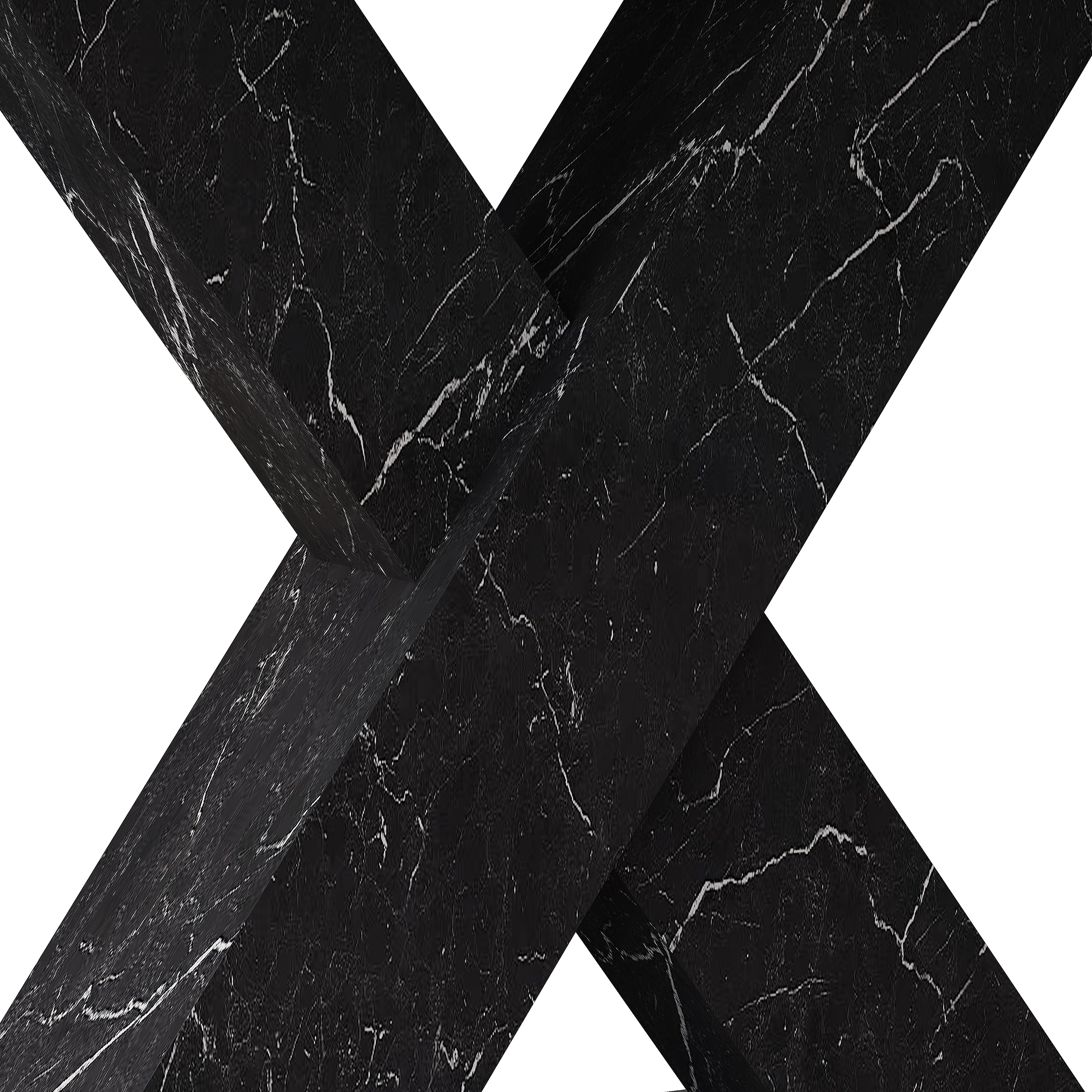 Mcltopz Extendable Marble Dining Table, Marble Dining Table for 4-6, Expandable Dining Table with White Faux Marble Top and X Crossed Pedestal Base, Rectangular Kitchen Table for Dining Room Kitchen