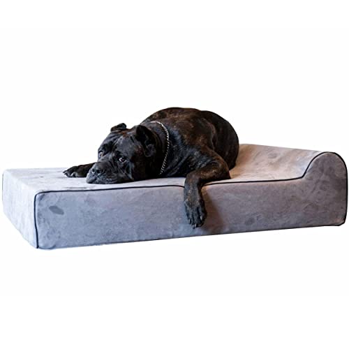 Bully beds Orthopedic Dog Bed - Memory Foam Dog Bed for Arthritic & Elderly Dogs - Machine Washable Dog Bed with Waterproof Liner - Large, 48 x 30 x 7 Inches - Gray